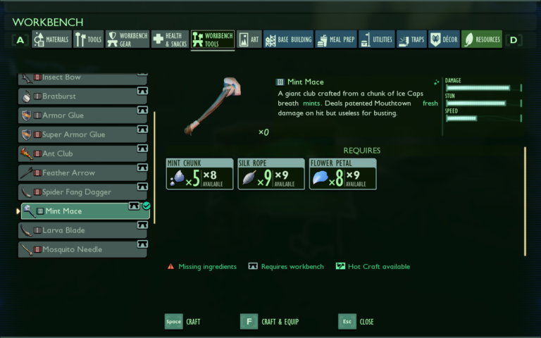 Grounded Mint Mallet Recipe | Craft Mint Mallet - NeedForGaming